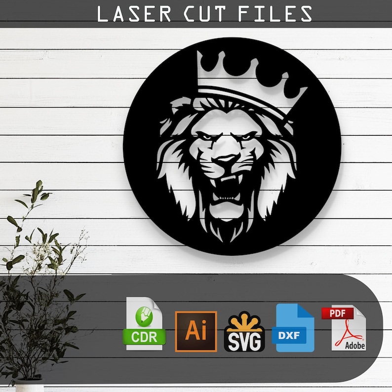 Silueta del Rey León cortada a láser (vectorial) - Archivos SVG, DXF ...