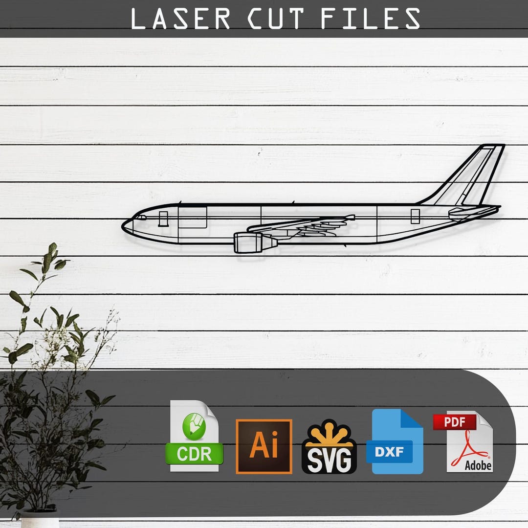 A300-600F Airplane Silhouette Laser Cut Vector Design – SVG, DXF, Ai ...