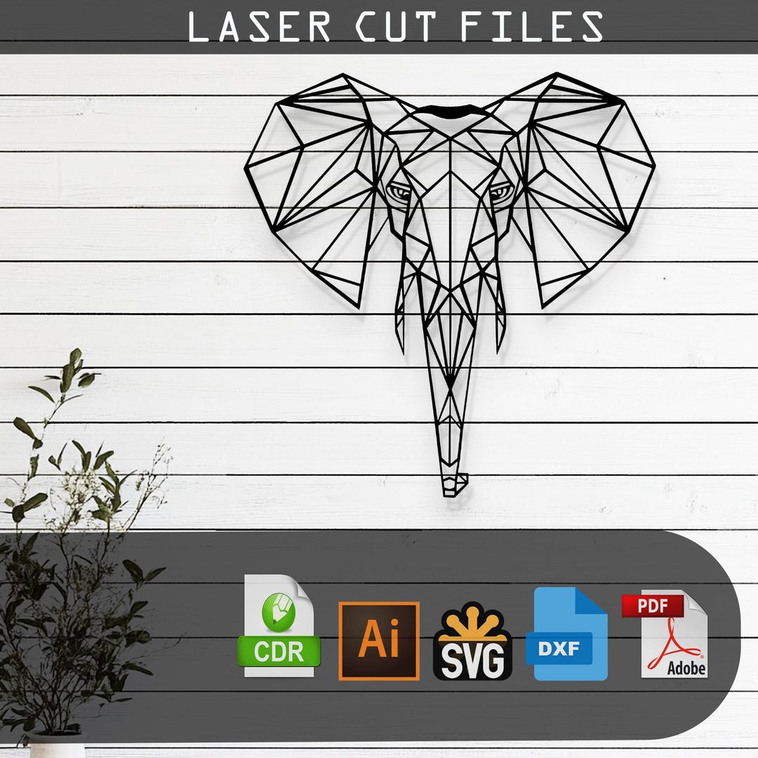 Geometric Elephant Laser Cut Vector Design – SVG, DXF, Ai, Pdf Files ...