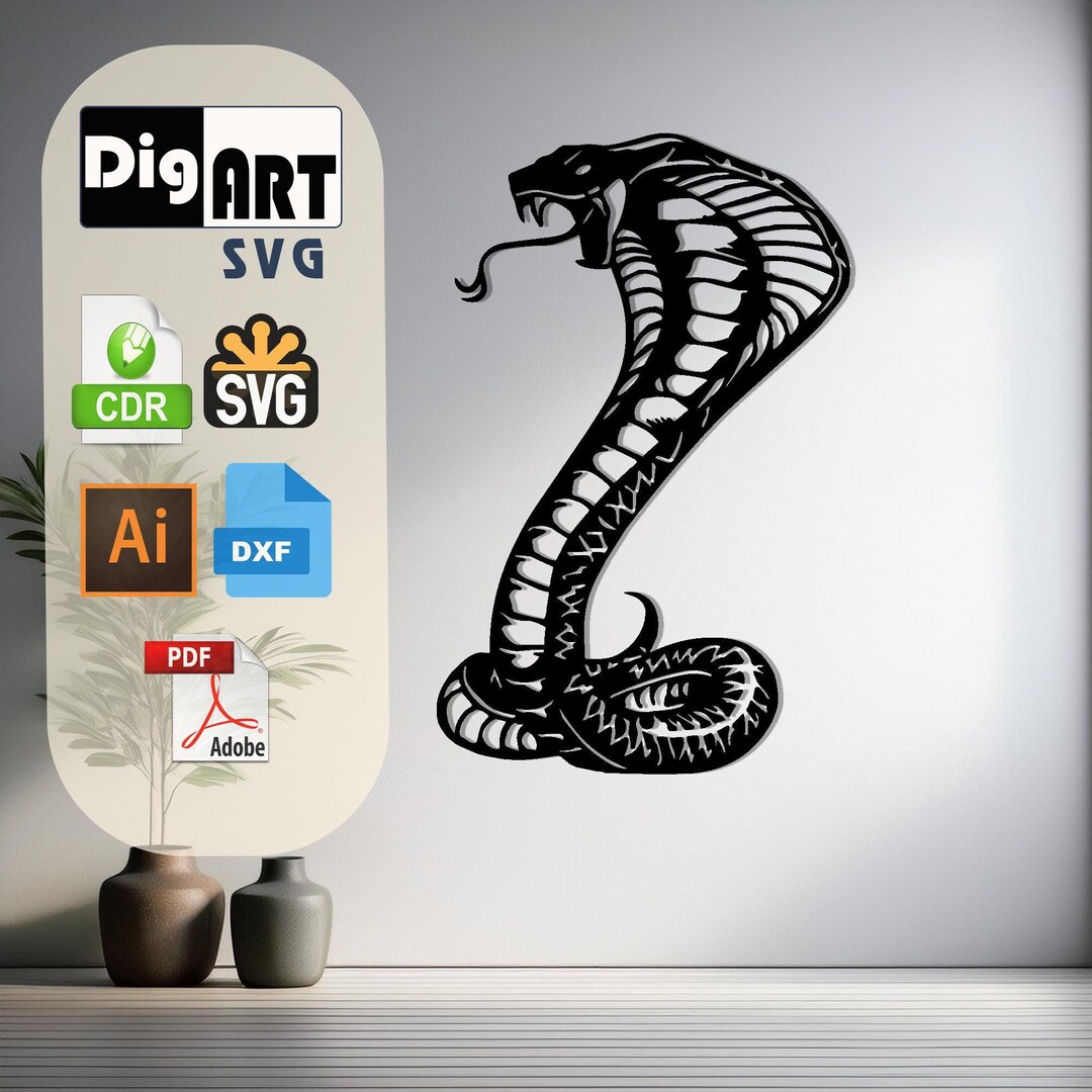 Cobra Snake Silhouette Laser Cut, Vector Files – SVG, DXF, Ai, Pdf ...
