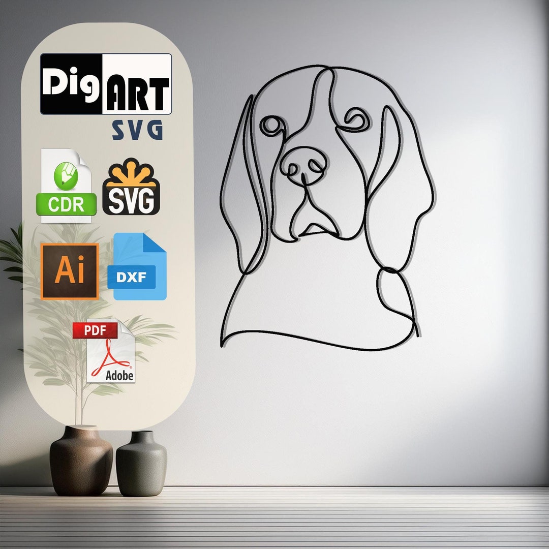 Line Art Beagle Dog Laser Cut Design SVG, DXF, Ai, Pdf Files for ...