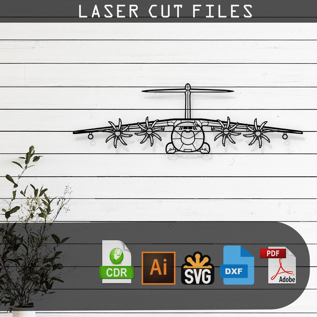 A400M Atlas Front Airplane Silhouette Laser Cut Vector Design SVG, DXF ...