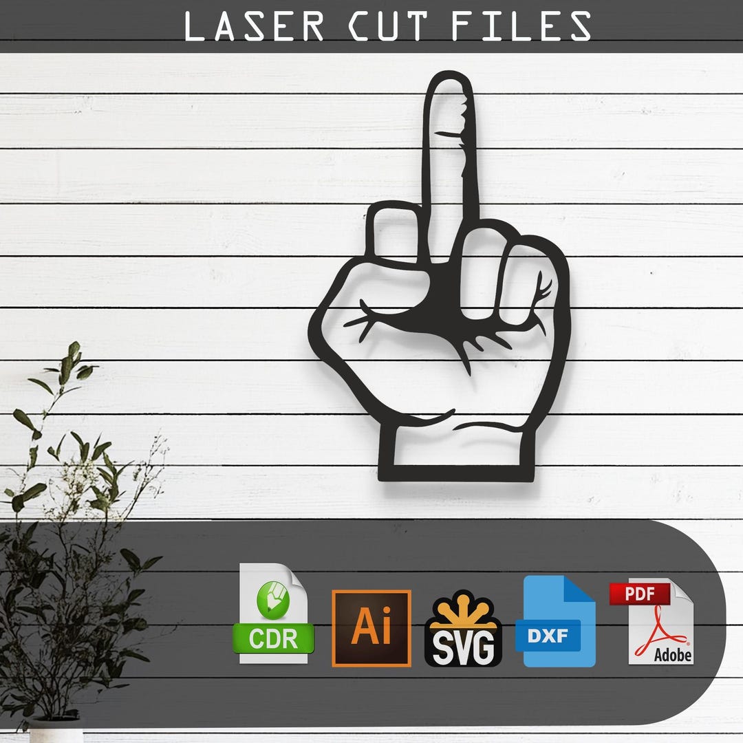 Dekorativer Mittelfinger Laser geschnitten, Vektordateien - SVG, DXF ...
