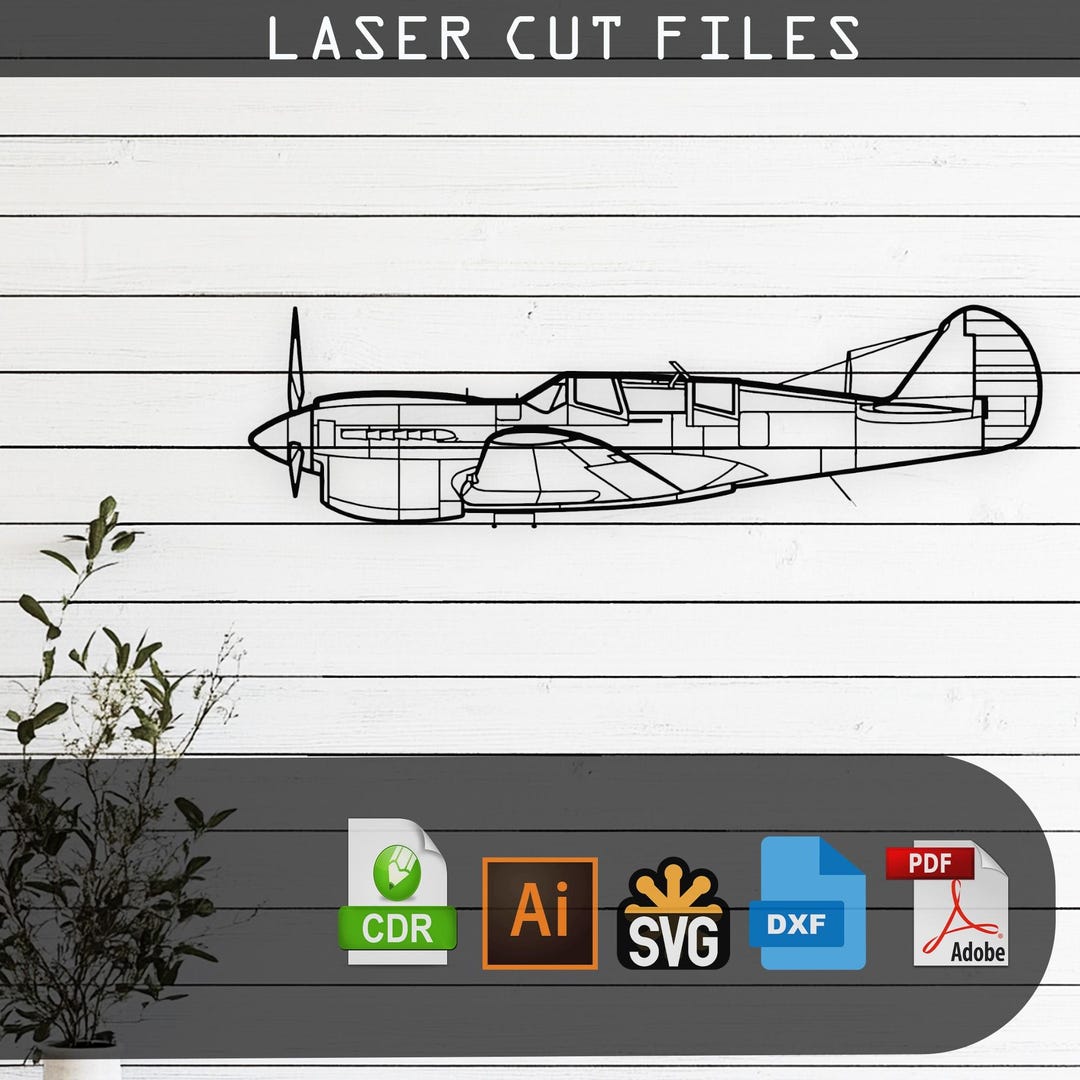 TP-40N Warhawk Airplane Silhouette Vector for Laser Cut, CNC, Glowforge ...