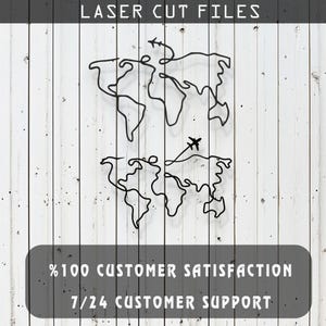 Travel World Map Laser Cut Vector Design – SVG, DXF, Ai, Pdf Files for Glowforge, Cricut, CNC ...
