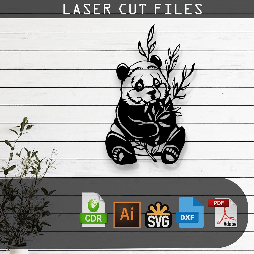 Decorative Panda Laser Cut Vector Design - SVG DXF Ai Pdf Files for ...