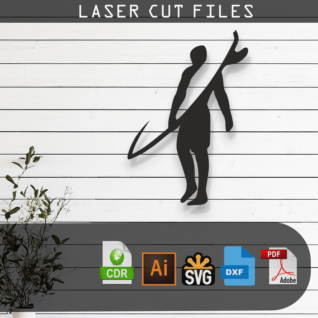 Decorative Surf Man Laser Cut, Vector Files SVG, DXF, Ai, Pdf Glowforge ...