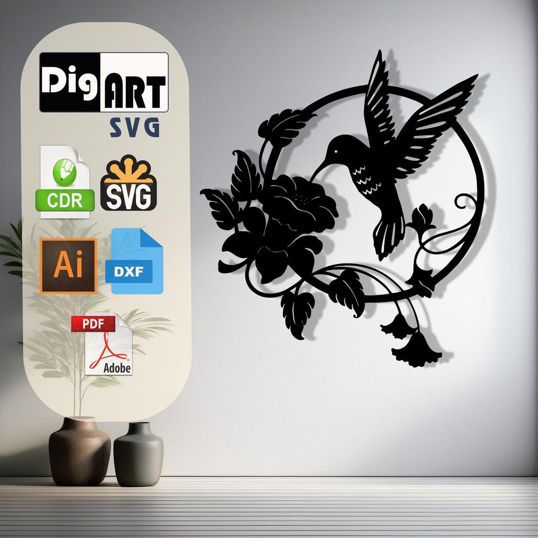 Hummingbird Laser Cut SVG/DXF File Metal Art Wall Art, Engraving Decal ...