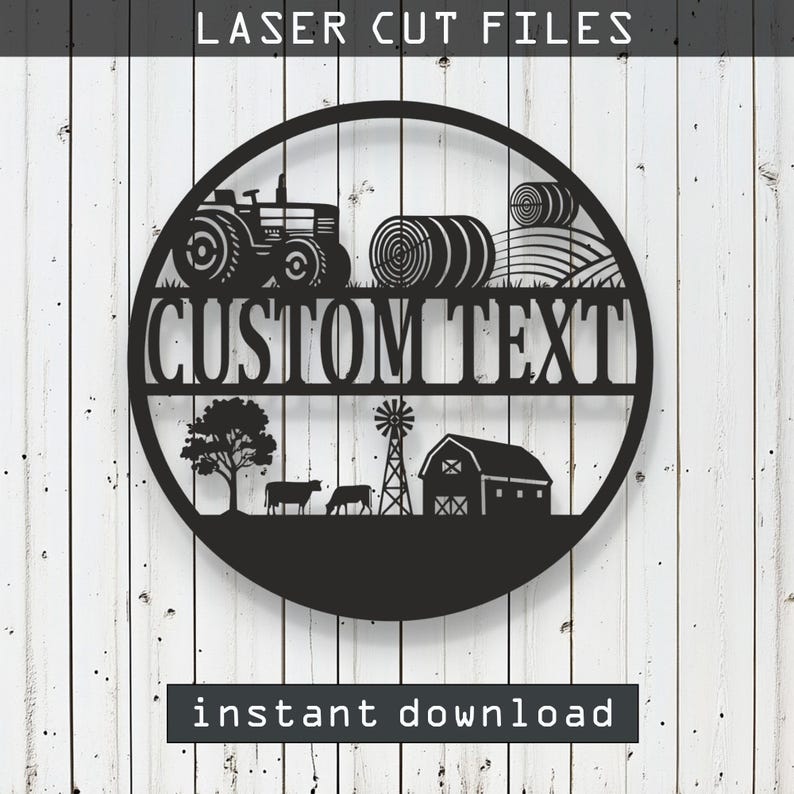 Custom Farm Sign SVG DXF Laser Cut File for Glowforge Cricut CNC Rustic ...