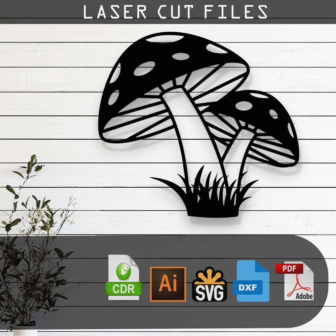 Decorative Mushroom Laser Cut Vector Design – SVG, DXF, Ai, Pdf Files ...
