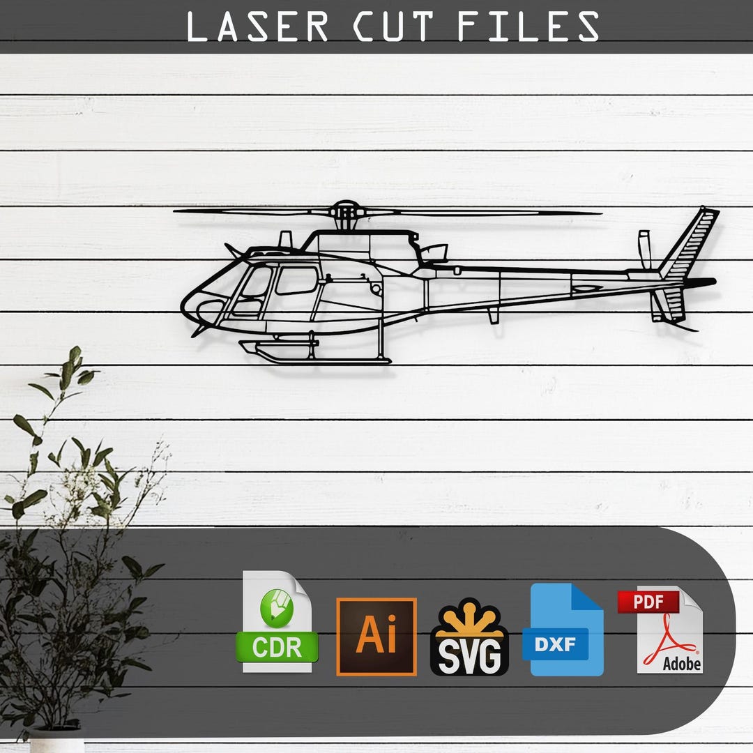 H125 Helicopter Silhouette Laser Cut Vector – SVG, DXF, Ai, Pdf Files ...