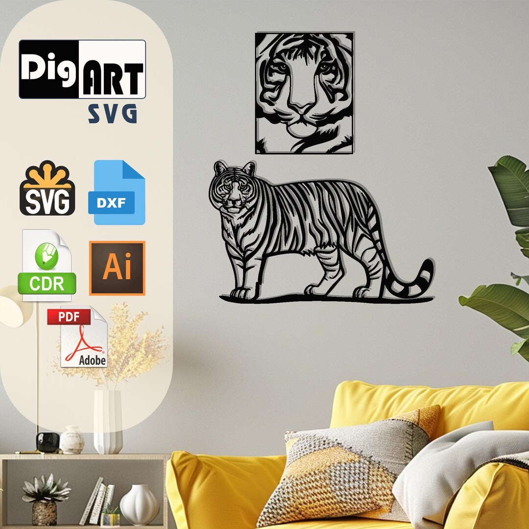 Bengal Tiger Laser Cut Vector Design SVG, DXF, Ai, Pdf Files for ...