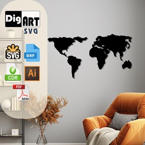 Decorative World Map Laser Cut Vector Design – SVG, DXF, Ai, Pdf Files Glowforge, Cricut, CNC ...