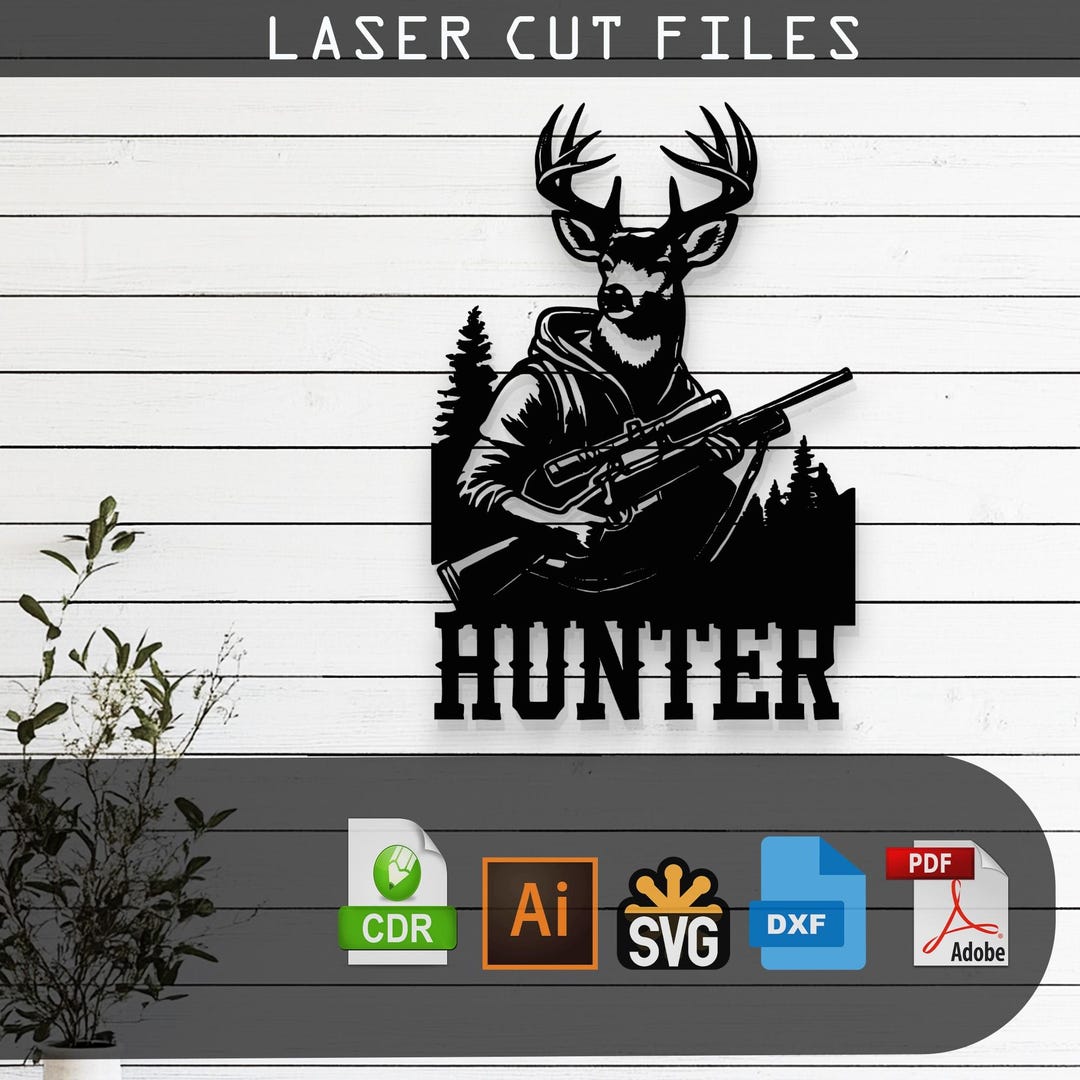 Decorative Deer Hunting Laser Cut, Vector Files - SVG, DXF, Ai, Pdf ...