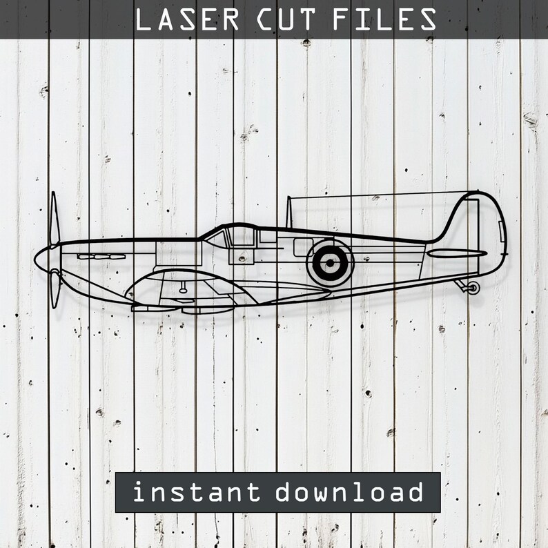 Spitfire Mk. II Airplane Silhouette Laser Cut Vector Design – SVG, DXF ...