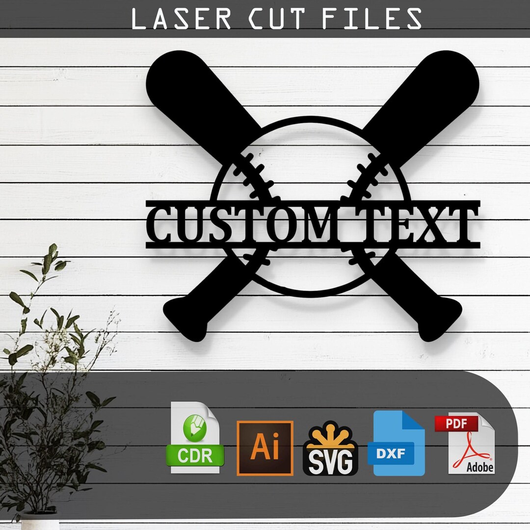 Custom Baseball SVG DXF Laser Cut File for Glowforge Cricut CNC Sports ...