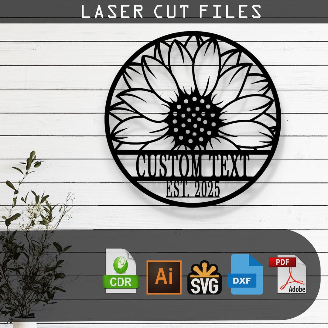Customizable Sunflower SVG Laser Cut File – Glowforge, Cricut, Cnc, DIY ...