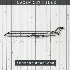 CRJ-900 Airplane Silhouette Laser Cut Vector Design SVG, DXF, Pdf Files ...