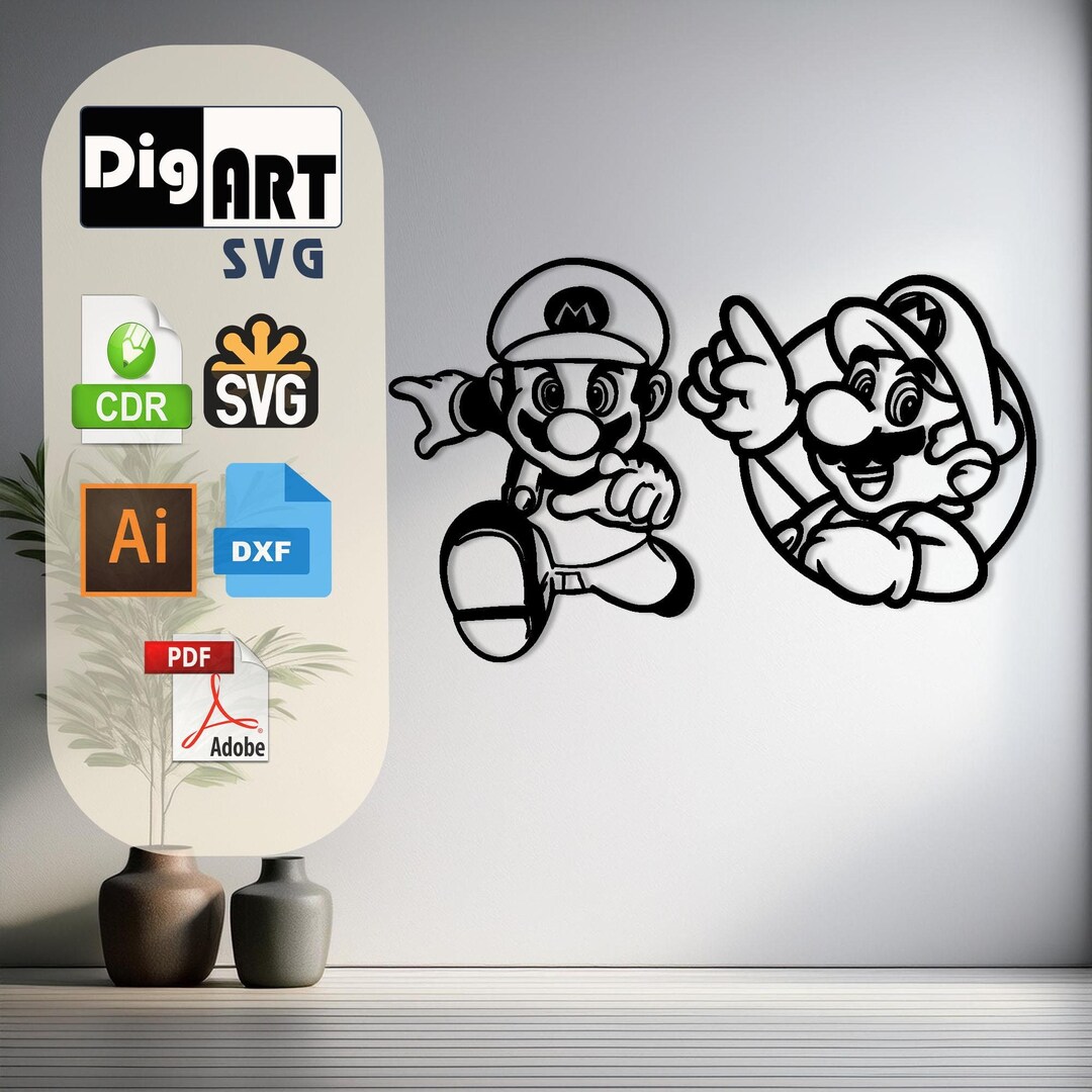 Decorative Super Mario Laser Cut Vector Design– SVG, DXF, Ai, Pdf ...
