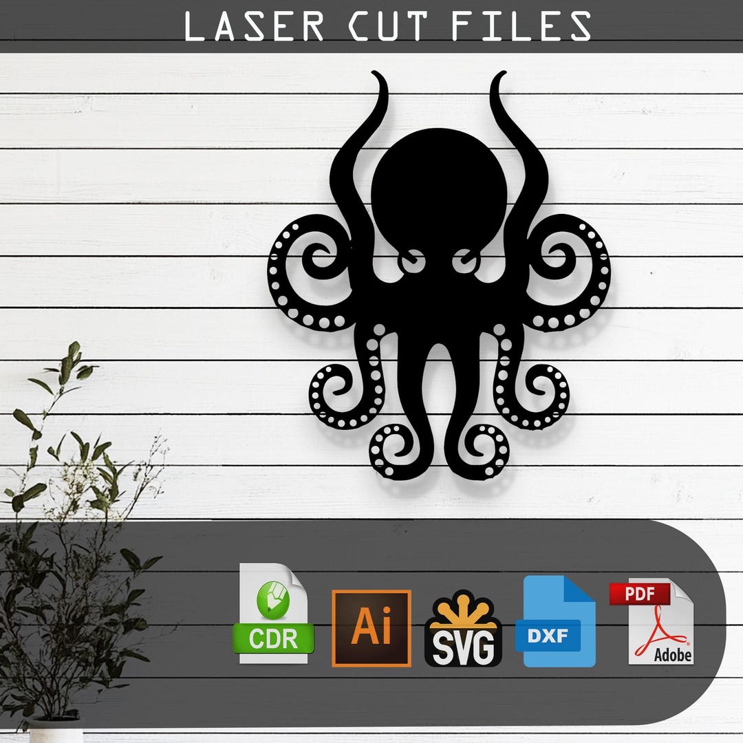 Decorative Octopus Laser Cut Vector Design – SVG, DXF, Ai, Pdf Files ...