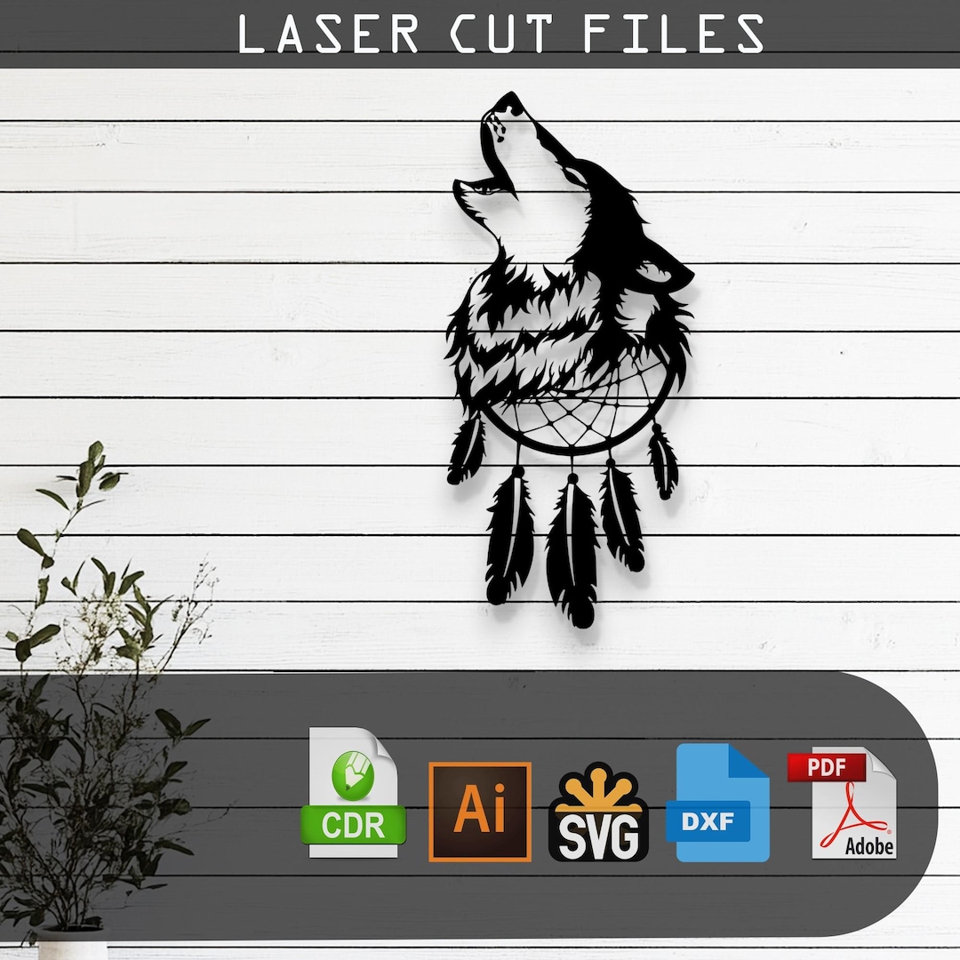 Decorative Wolf Laser Cut Vector Design – SVG, DXF, Ai, Pdf Files for ...