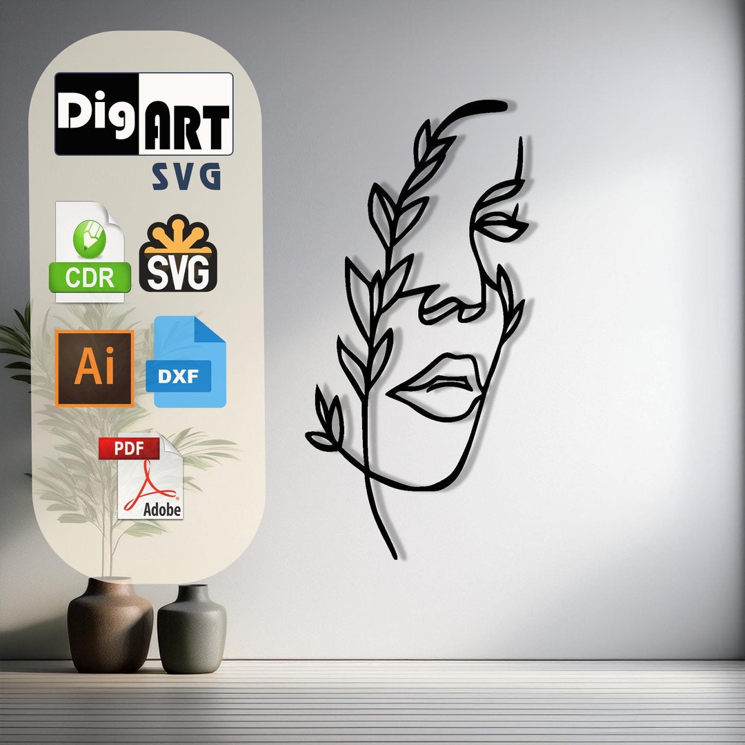 Decorative Line Art Woman Laser Cut, Vector Files SVG, DXF, Ai, Pdf ...