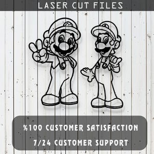 Mario Bros Super Mario and Luigi Laser Cut, Vector Files– SVG, DXF, Ai ...