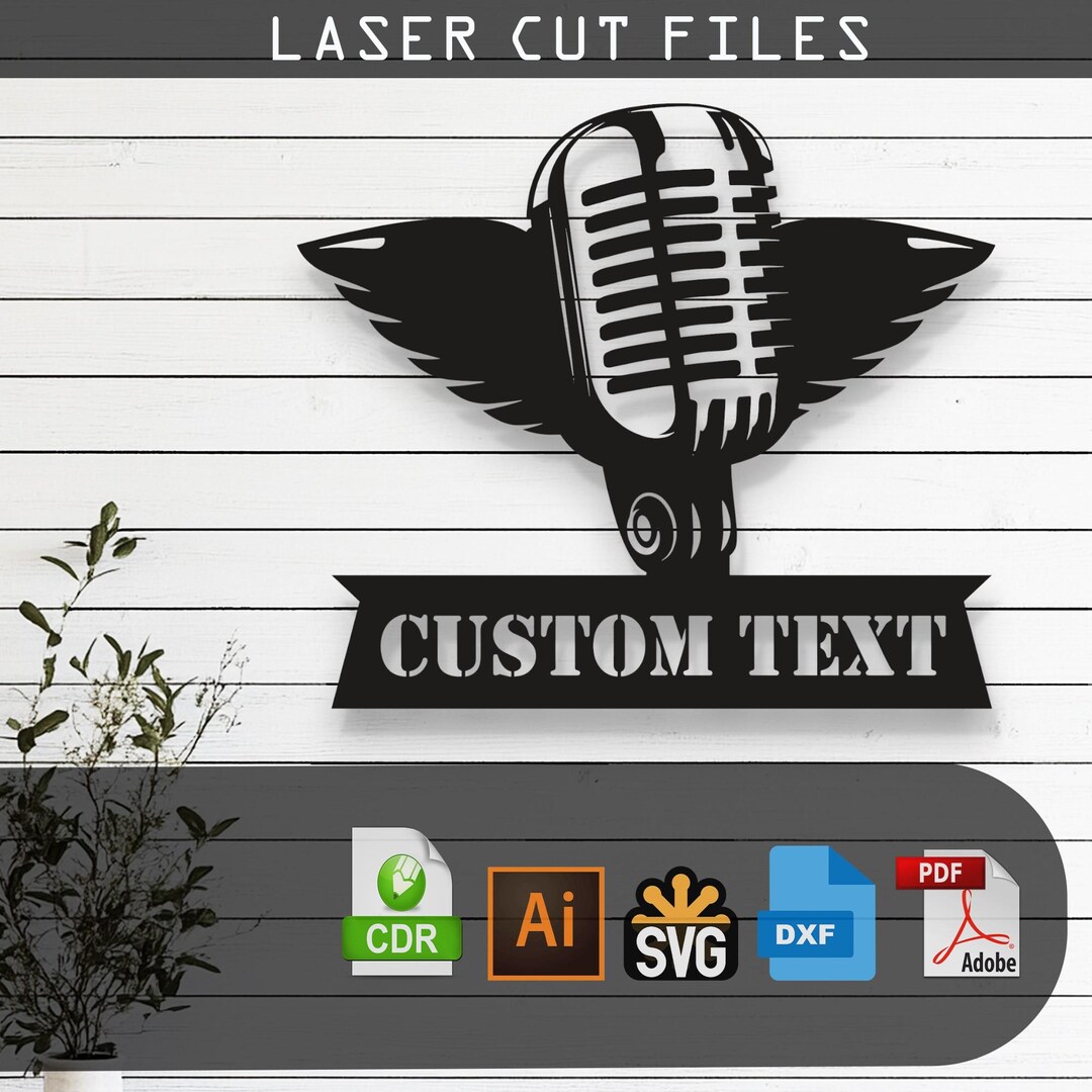 Customizable Microphone and Music Laser Cut - Welcome Sign -SVG DXF Ai ...