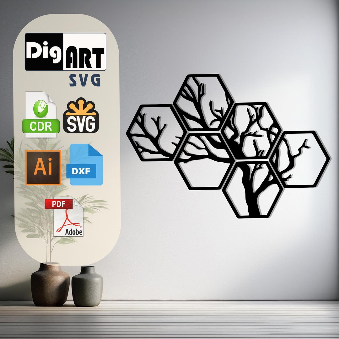 Decorative Tree Branch Laser Cut Vector Design SVG, DXF, Ai, Pdf Files ...