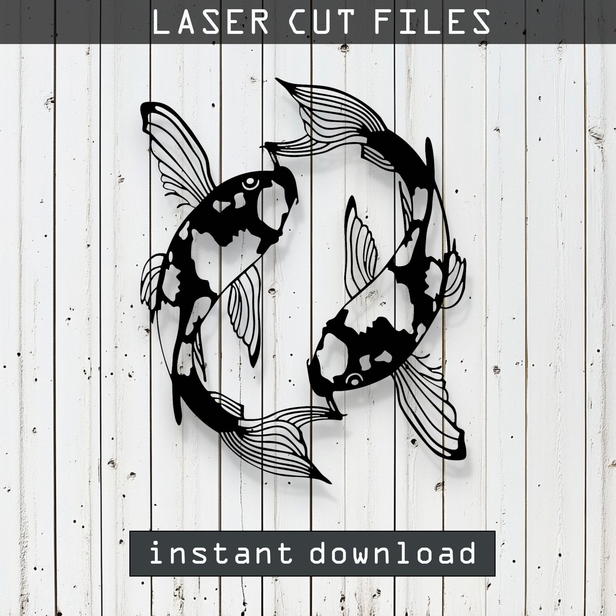 Decorative Koi Fish Silhouette Laser Cut, Vector Files – SVG, DXF, Ai ...