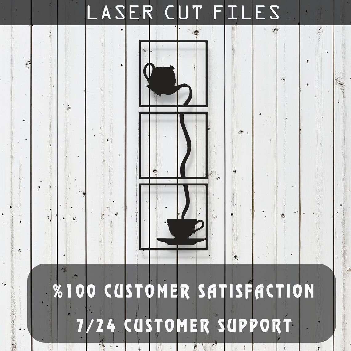 Decorative Coffee Laser Cut Vector Design – SVG, DXF, Ai, Pdf Files for ...