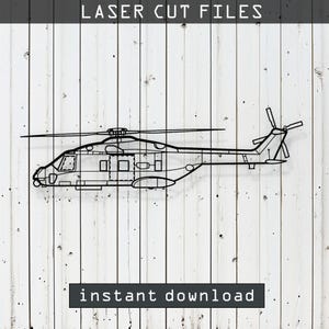 NH90 NFH Helicopter Silhouette Laser Cut Vector Design – SVG, DXF Files ...