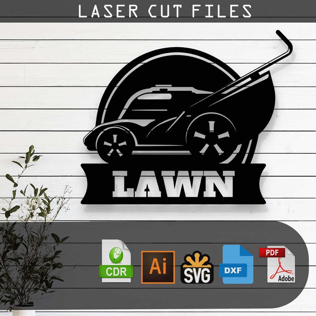 Customizable Lawn Mowing Laser Cut Vector Design – SVG, DXF, Ai, Pdf ...