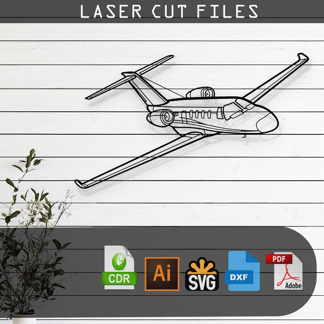 Citation M2 Angle Airplane Silhouette Laser Cut Vector Design SVG, DXF ...