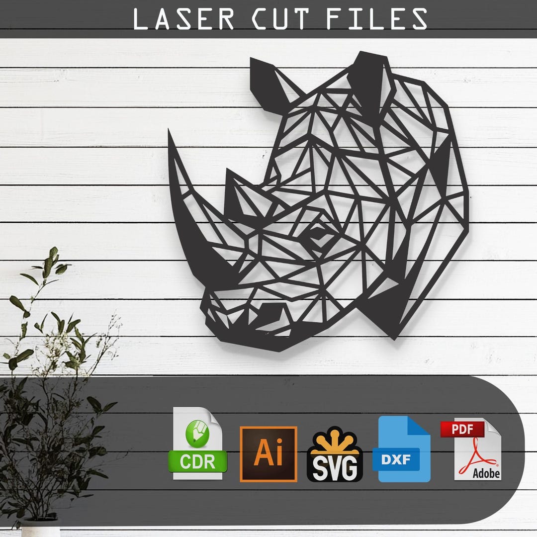 Geometric Rhino Laser Cut Vector Design – SVG, DXF, Ai, Pdf Files ...