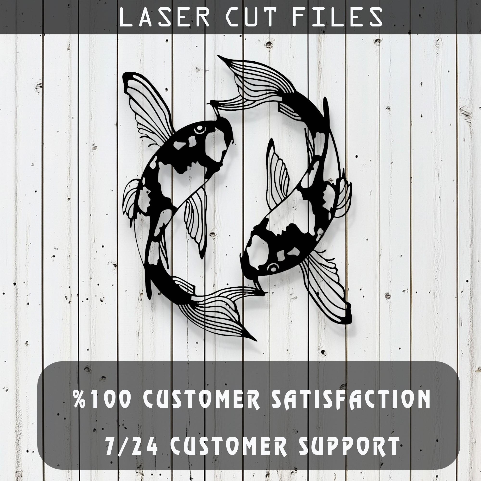 Decorative Koi Fish Silhouette Laser Cut, Vector Files – SVG, DXF, Ai ...