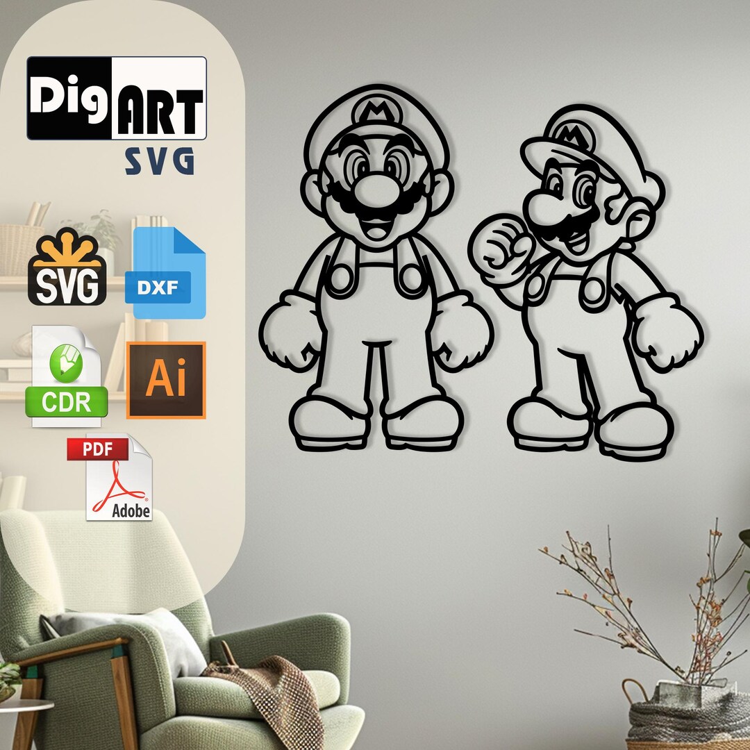Mario Bros Super Mario Laser Cut, Vector Files SVG, DXF, Ai, Pdf ...