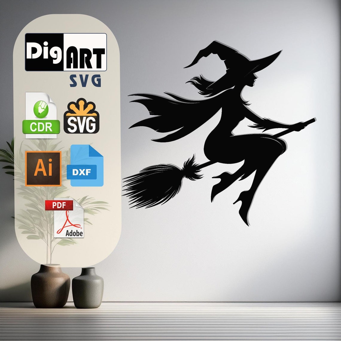 Halloween Witch Laser Cut Vector Design SVG, DXF, Ai, Pdf Files for ...