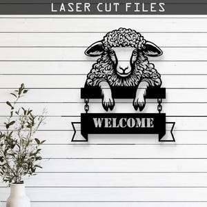 Farm Animal Sheep Welcome Sign Laser Cut Vector Design –SVG, DXF, Ai ...