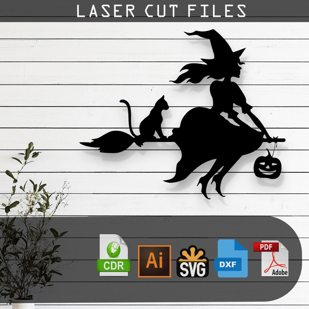 Halloween Witch Laser Cut Vector Design – SVG, DXF, Ai, Pdf Files for ...