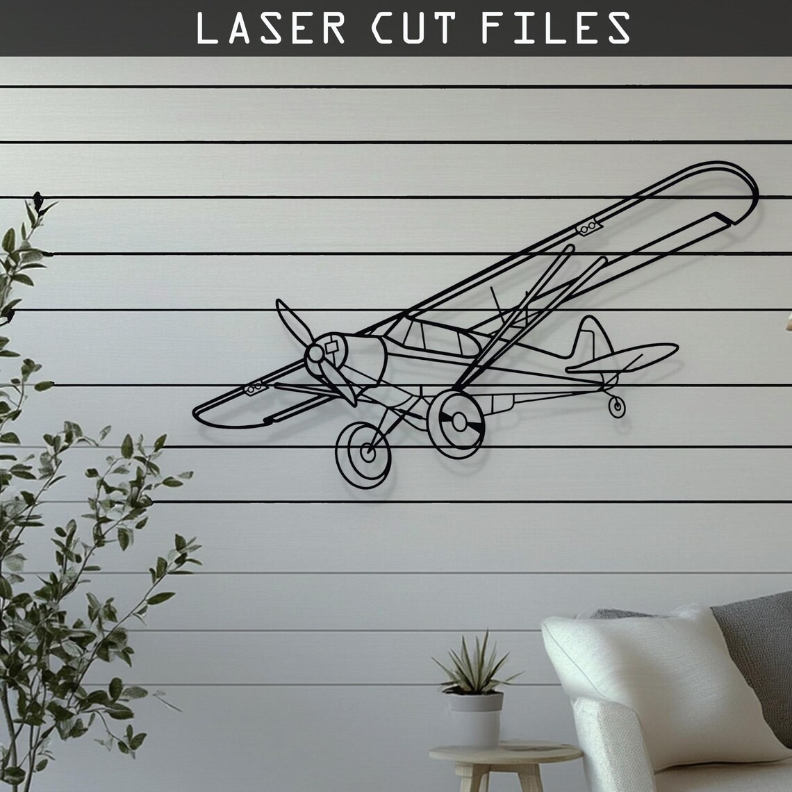 Super Cub Flugzeug Silhouette Laser geschnitten Vektor-Design SVG, DXF ...