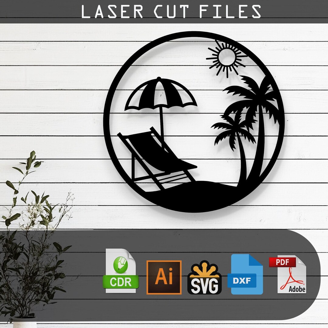 Summer Beach Laser Cut Vector Design – SVG, DXF, Ai, Pdf Files for ...