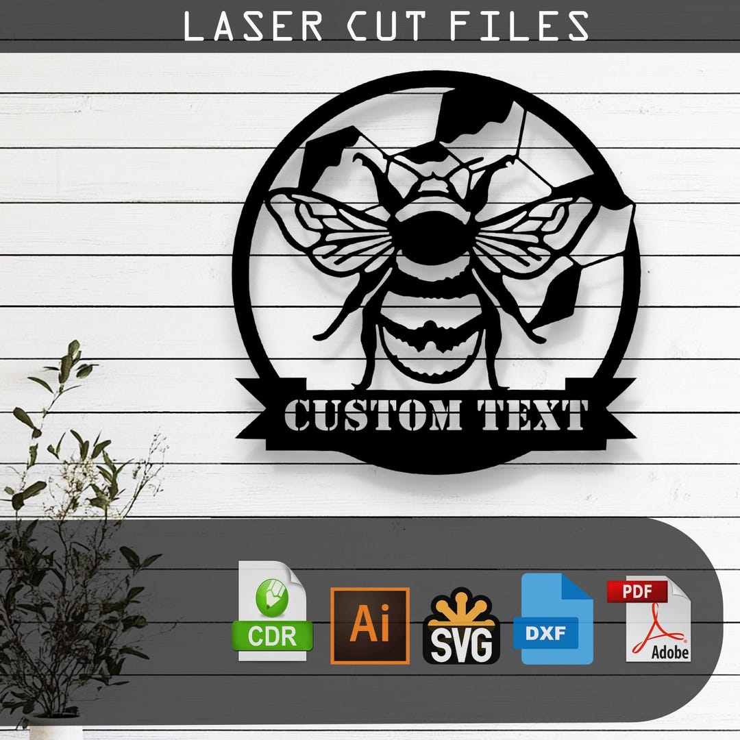 Customizable Bee SVG Laser Cut File – Glowforge, Cricut, Cnc, DIY ...