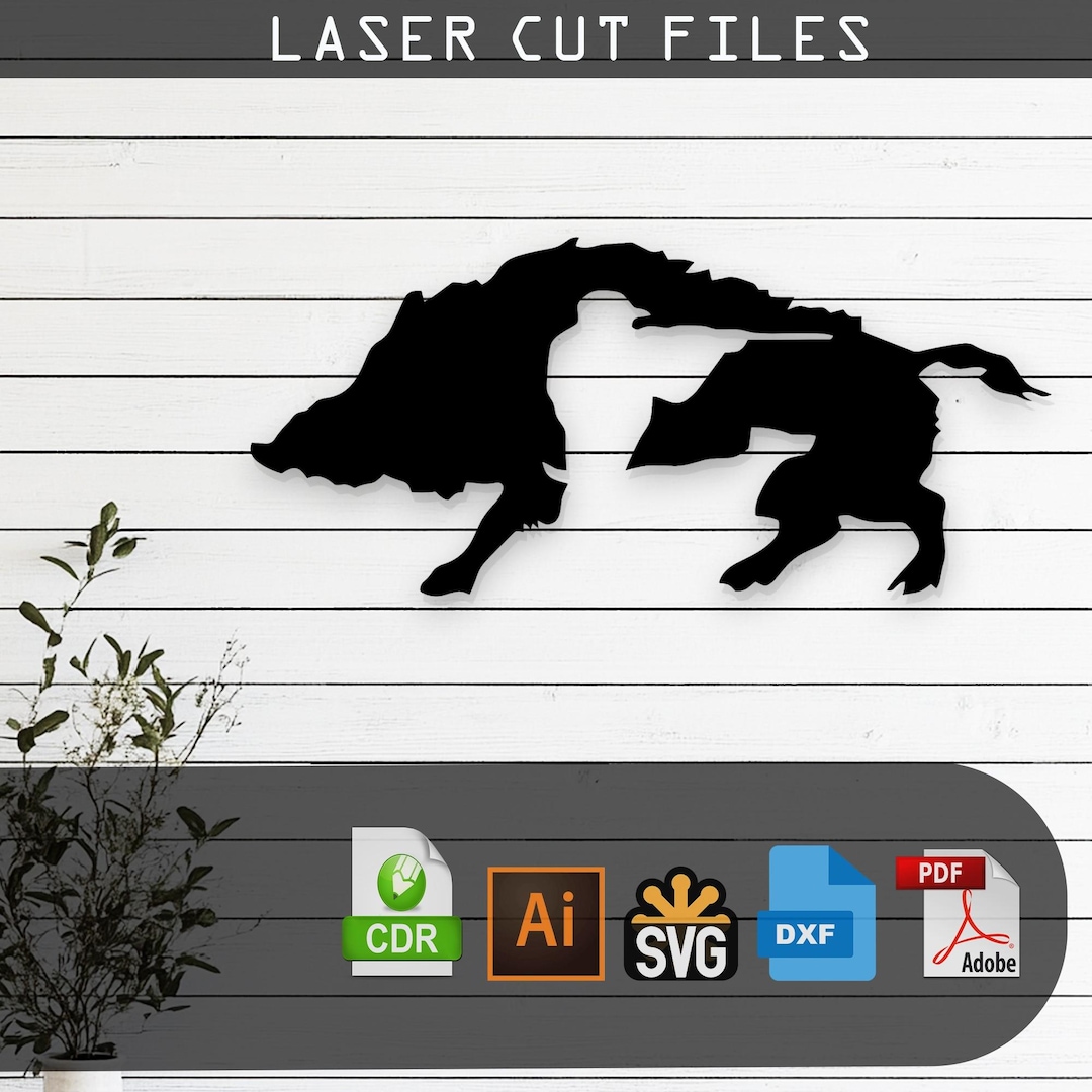 Decorative Wild Boar Hunting Laser Cut, Vector Files - SVG, DXF, Ai ...