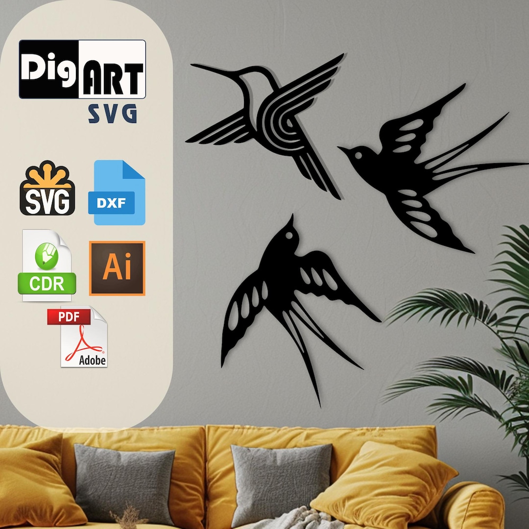 Decorative Birds Laser Cut Vector Design SVG, DXF, Ai, Pdf Files for ...