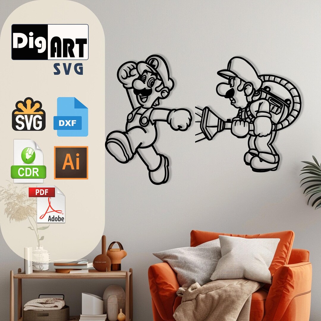 Mario Bros Luigi Laser Cut, Vector Files SVG, DXF, Ai, Pdf Glowforge ...