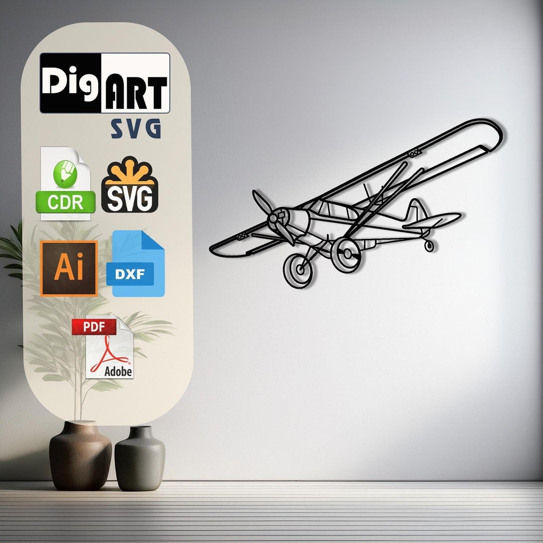 Super Cub Airplane Silhouette Laser Cut Vector Design SVG, DXF, Pdf ...