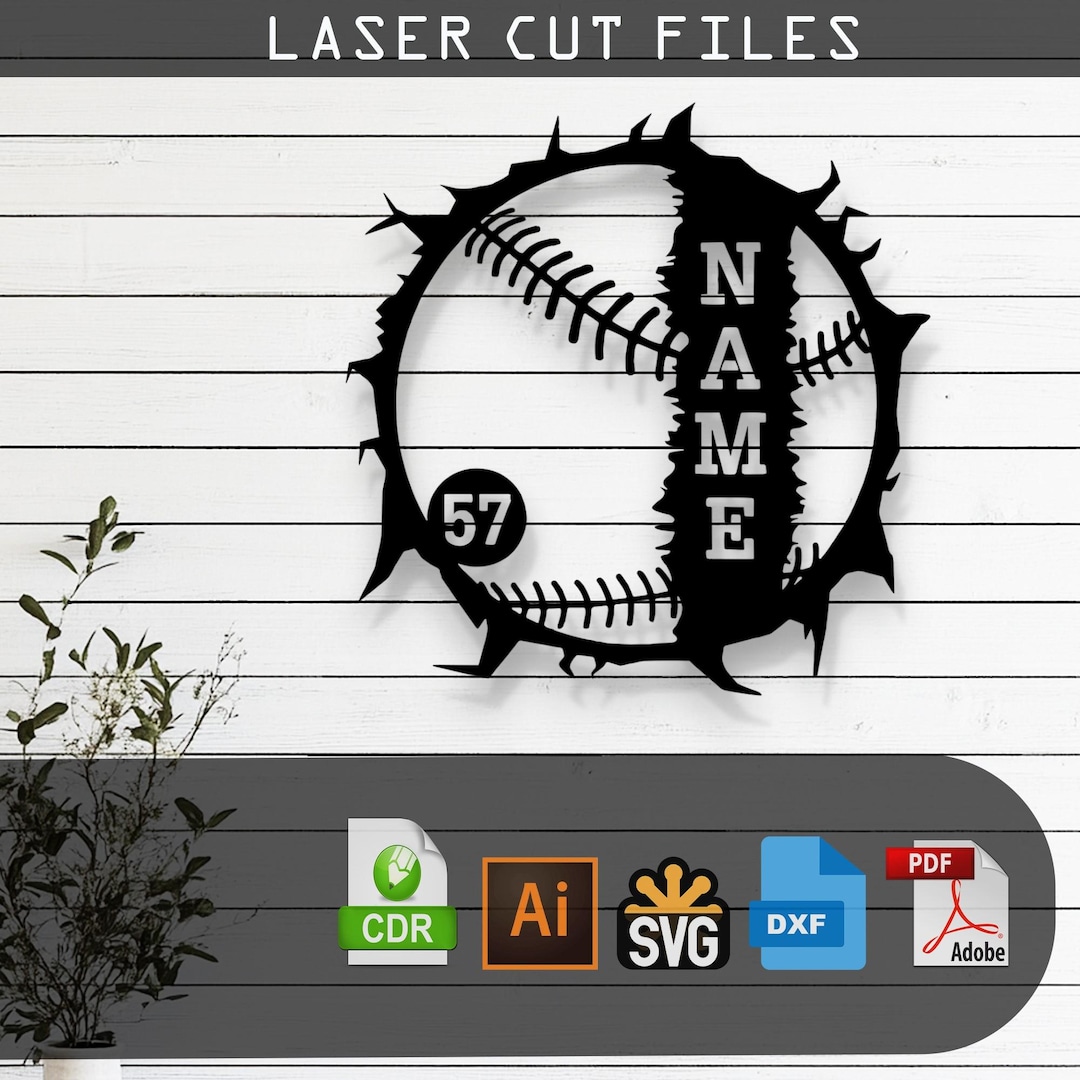 Customizable Baseball Laser Cut Vector Files - SVG, DXF, Glowforge ...
