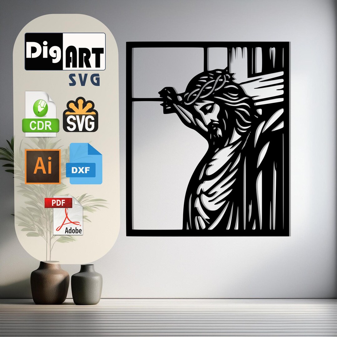 Decorative Jesus Laser Cut Vector Design – SVG, DXF, Ai, Pdf Files ...