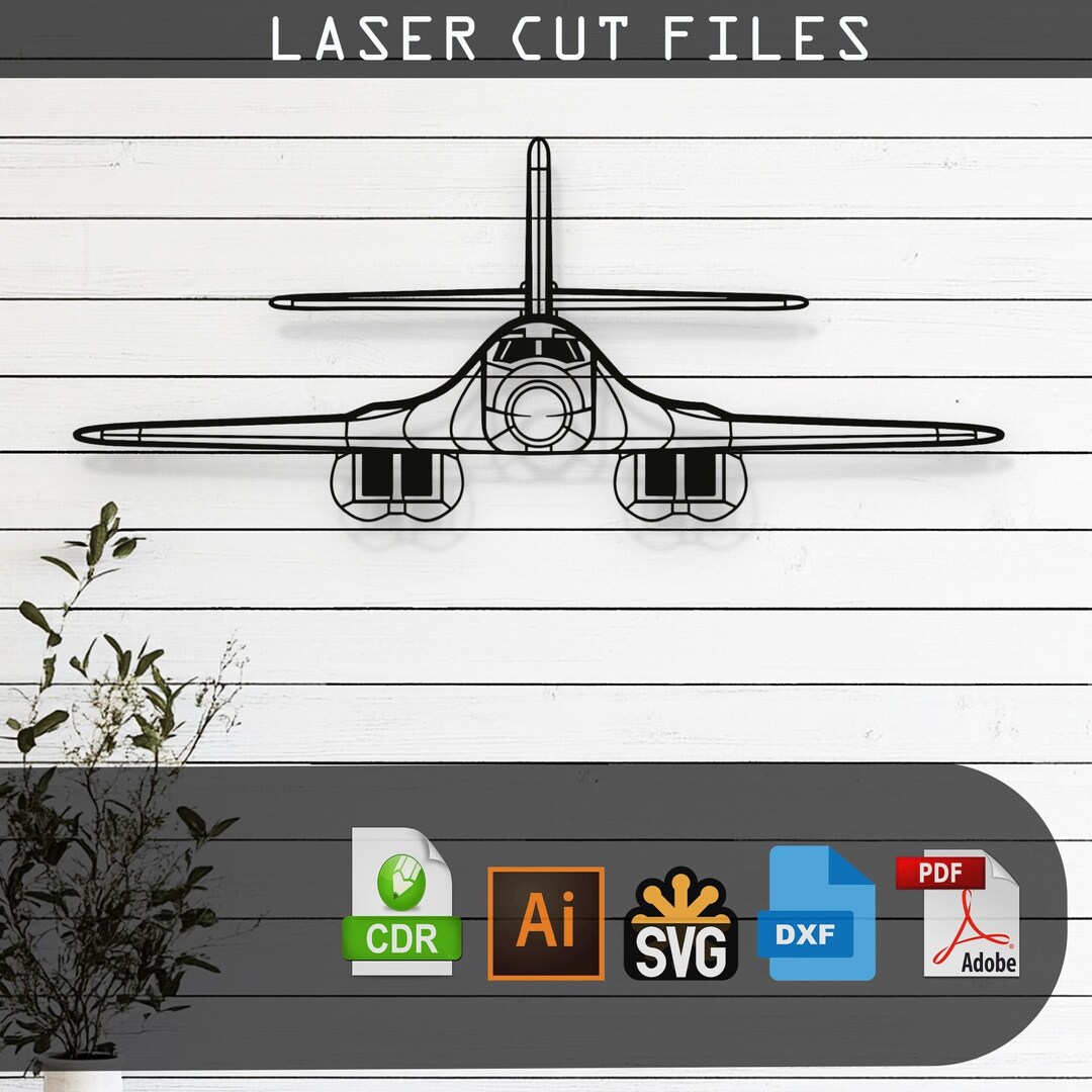 B-1 Lancer Front View Silhouette Vector for Laser Cut, CNC, Glowforge ...